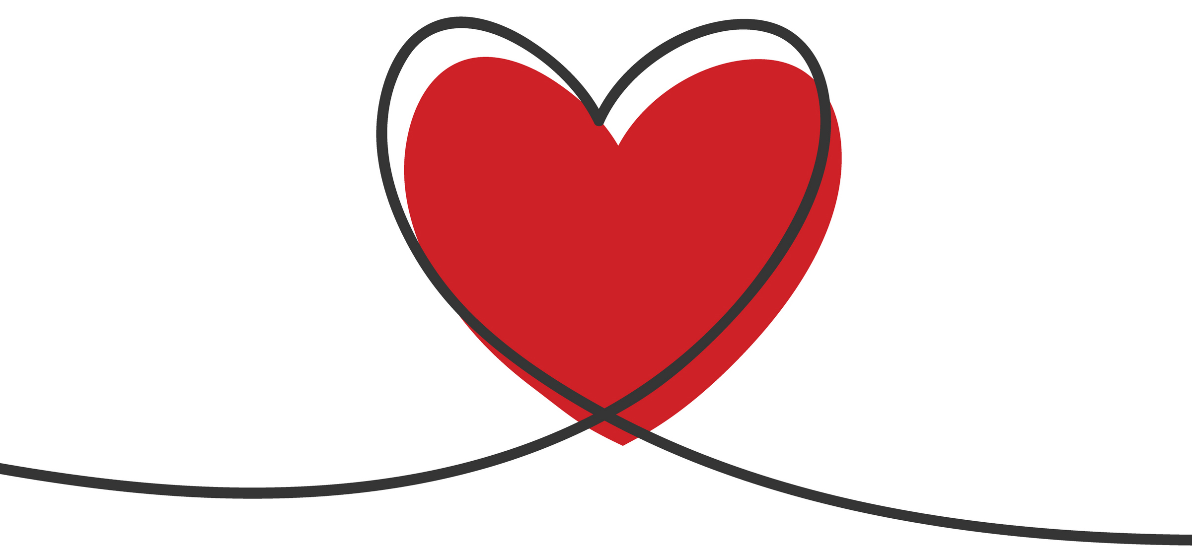 Heart in continuous drawing lines and glitch red heart in a flat style ...